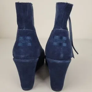 Navy Blue Toms Wedge Booties